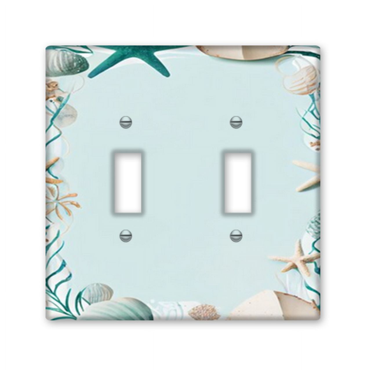 Kurmntregon Light Switch Cover Plate Seashell Starfish 02 2 Gang Wall ...
