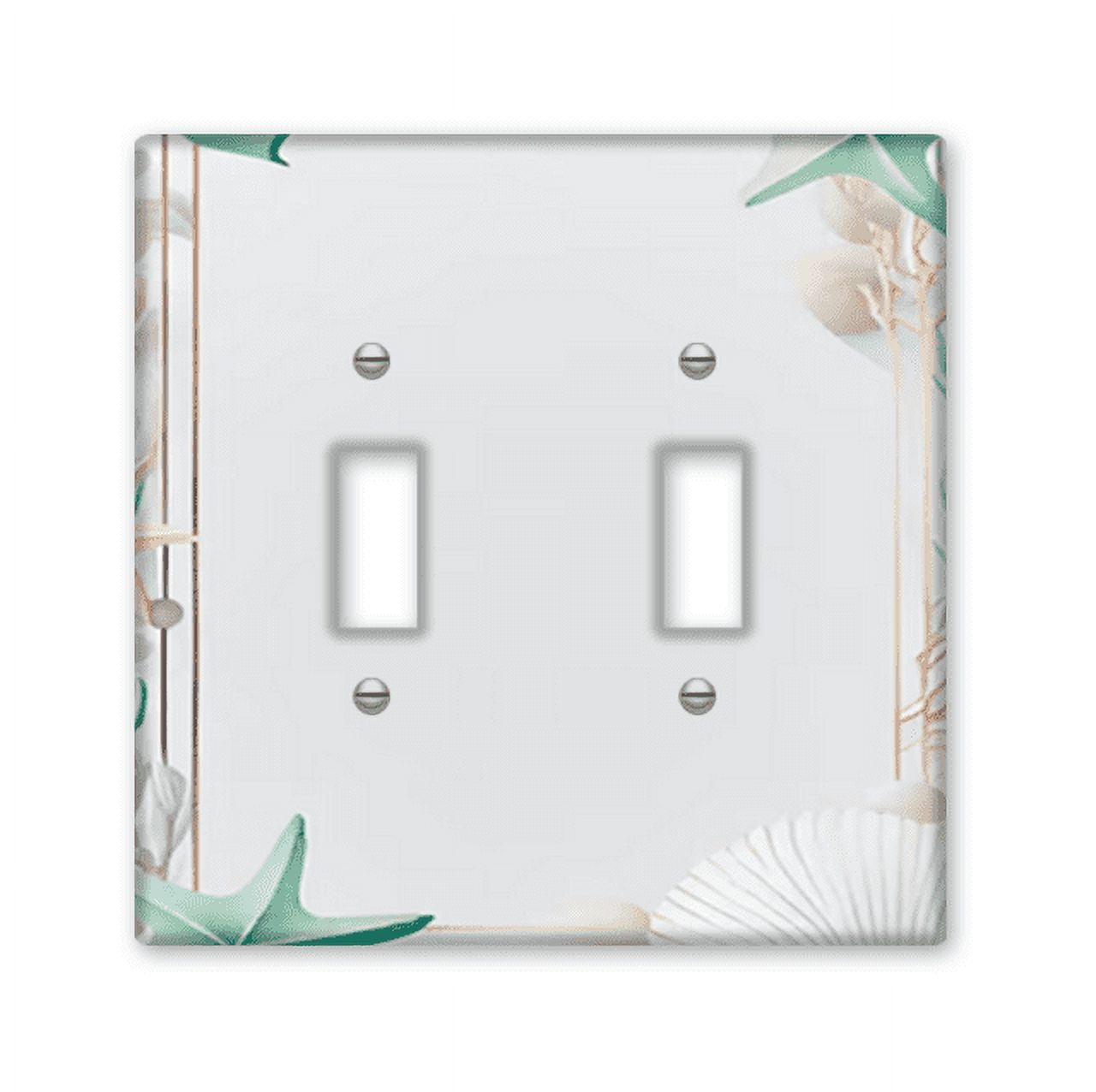 Kurmntregon Light Switch Cover Plate Seashell Starfish 2 Gang Wall ...