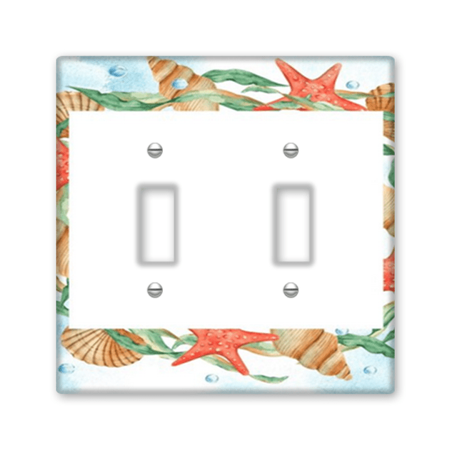 Kurmntregon Light Switch Cover Plate Seaweeds Seashells Red Starfish 2 ...