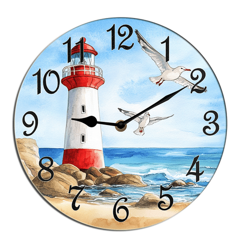 Kurmntregon Lighthouse Wall Clock Seaside Harbor Seagulls Clock ...