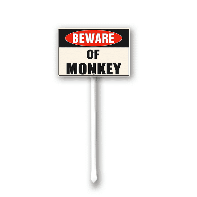 Kurmntregon Monkey Sign With Stake Beware Of Monkey Yard Sign 8x12inch ...