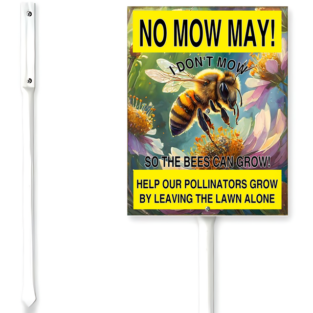 Kurmntregon No Mow May Save Bees Yard Sign With Stake Pollinator ...
