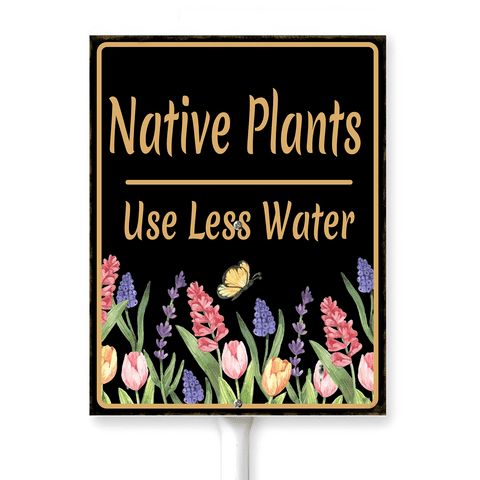 Kurmntregon Native Plants Use Less Water Yard Sign With Stake No Mow ...