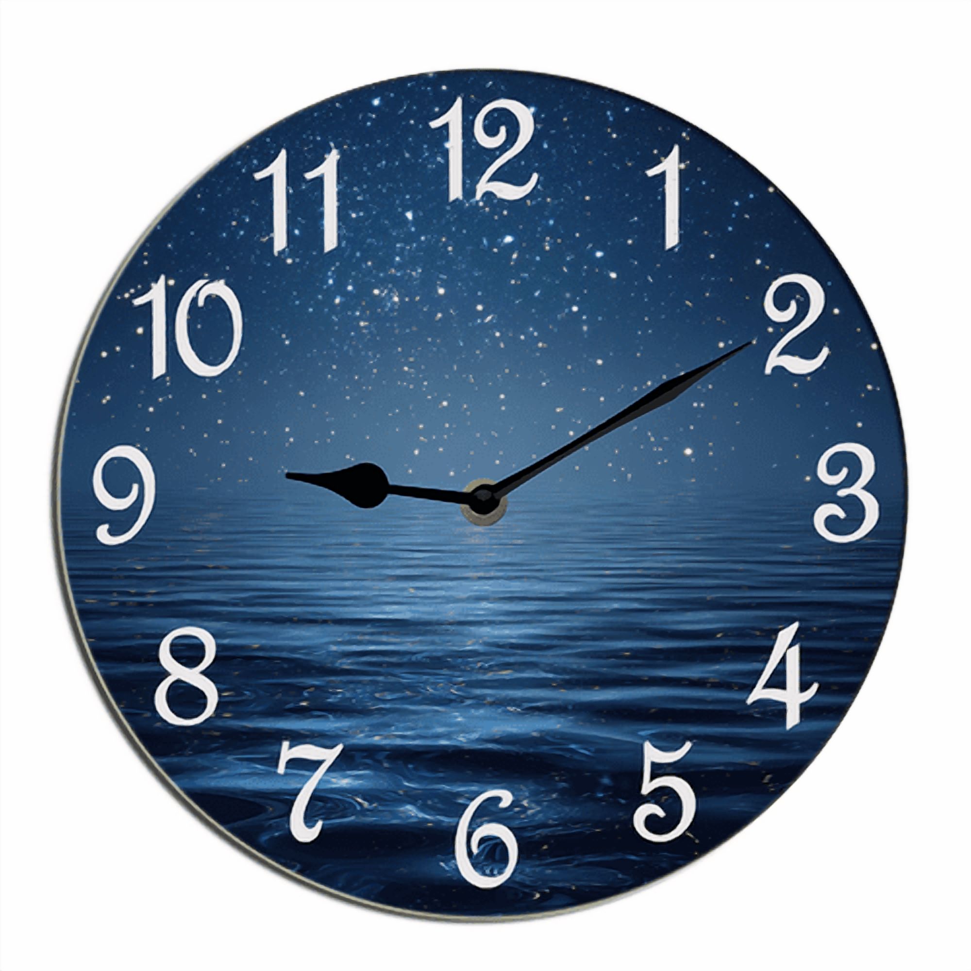Kurmntregon Night Moon Wall Clock Starry Sky Wooden Decorative Wooden ...