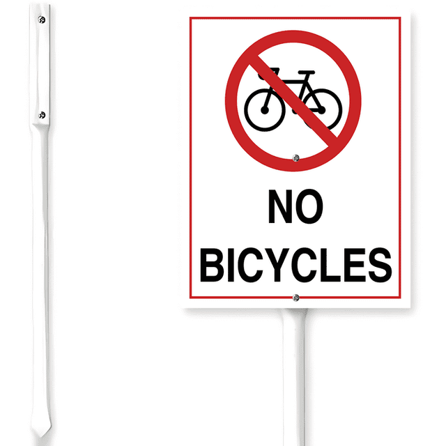 Kurmntregon No Bicycles Sign With Stake No Bikes Allowed Yard Sign ...