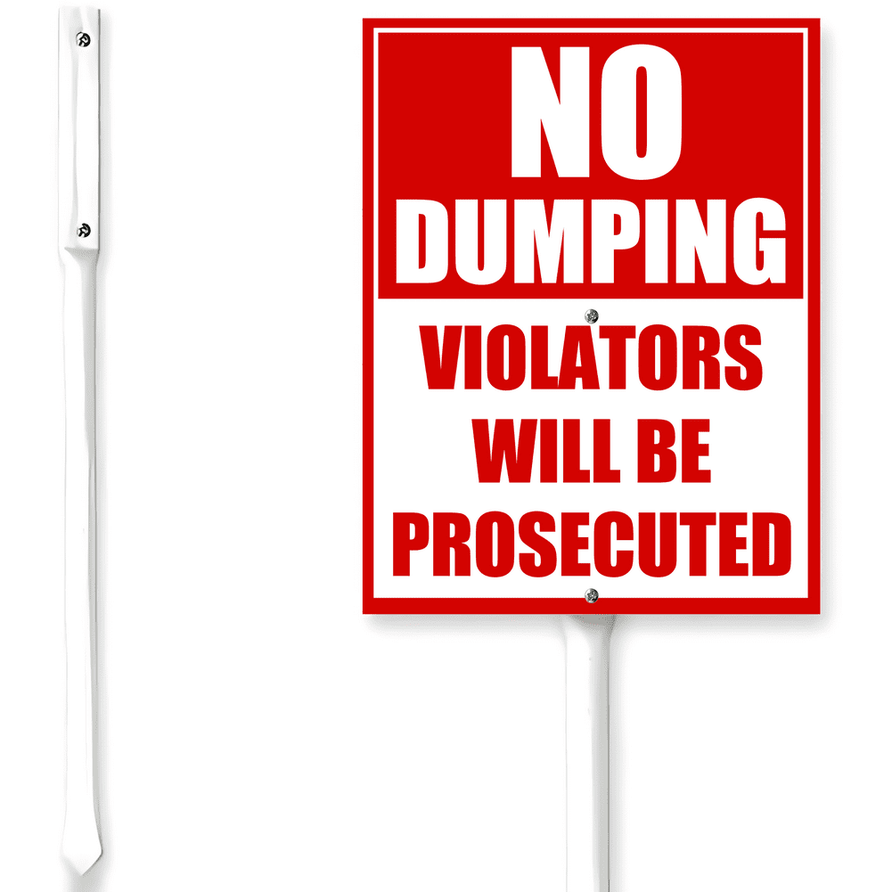 Kurmntregon No Dumping Sign With Stake No Dumping Yard Sign Violators ...