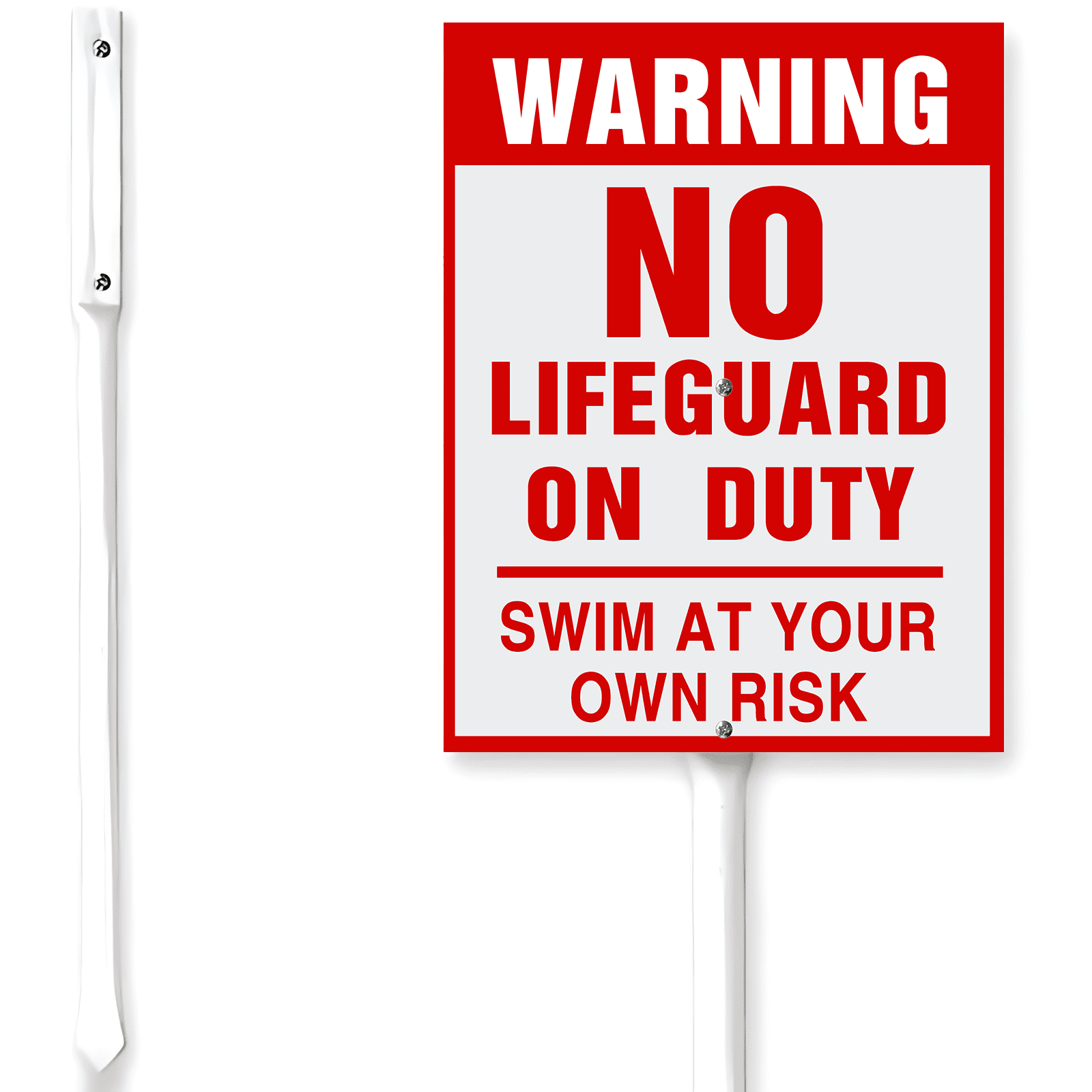 Kurmntregon No Lifeguard On Duty Sign With Stake Danger Warning Caution ...