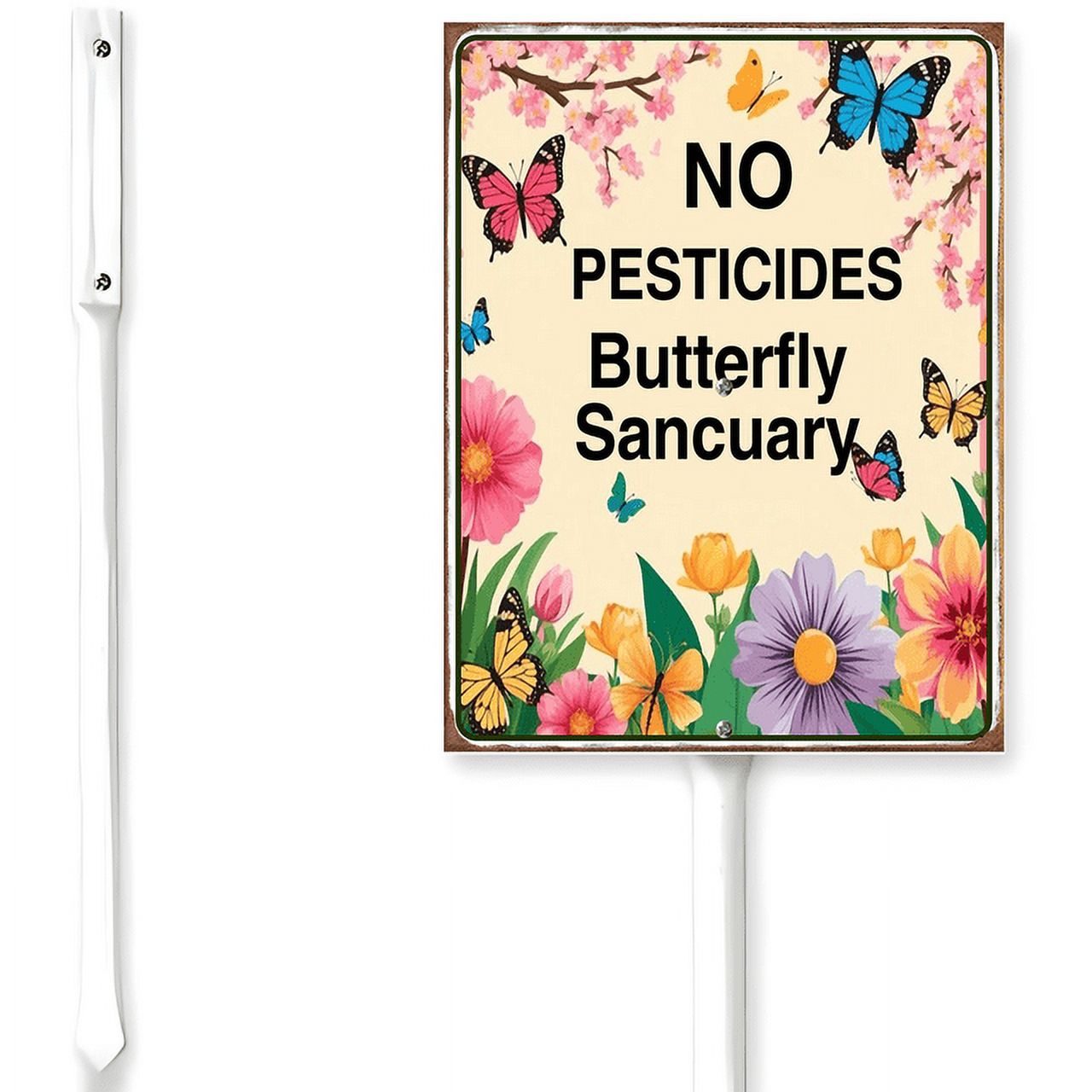 Kurmntregon No Pesticides Yard Sign Butterfly Sancuary Garden Sign With ...
