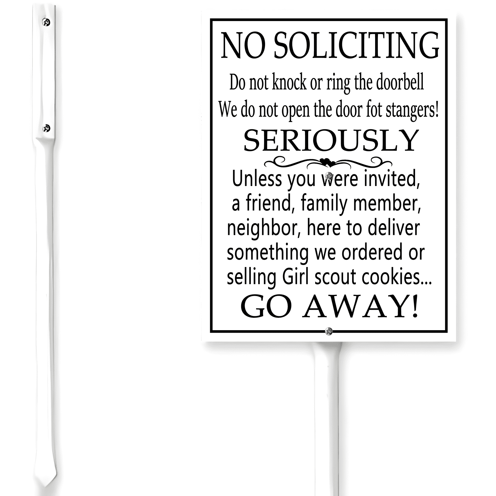 Kurmntregon No Soliciting Yard Sign Go Away Sign For Yard With Stakes ...