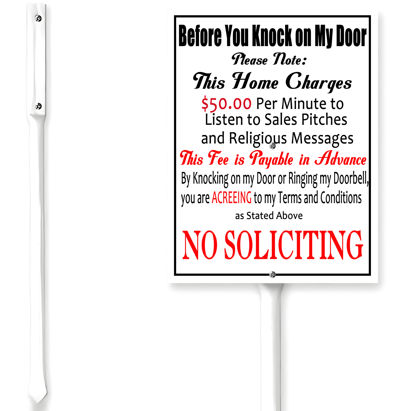 Kurmntregon No Soliciting Yard Sign,The Home Charge $50 Per Minute For ...