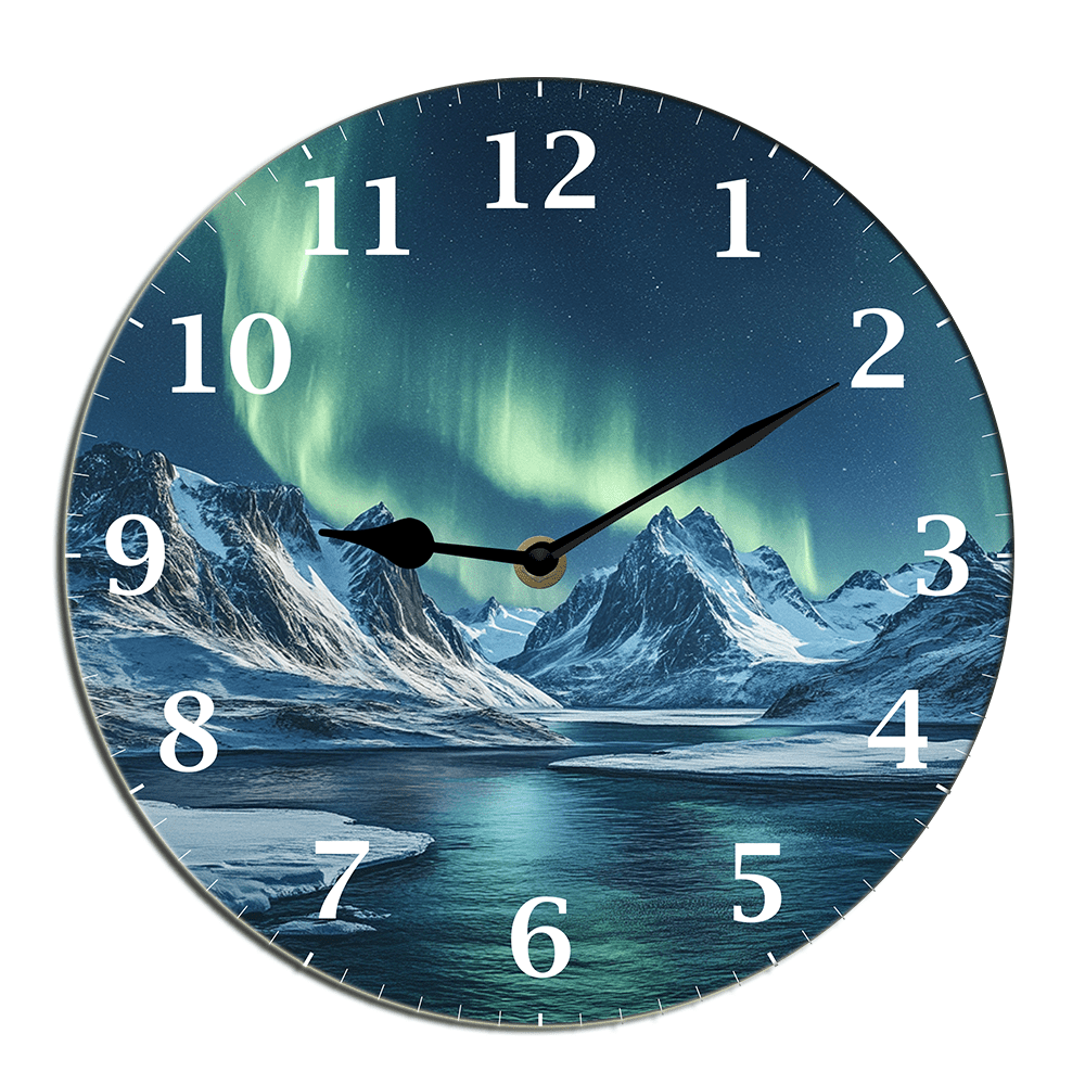 Kurmntregon Northern Lights Wall Clock Aurora Iceland Desk Kitchen ...