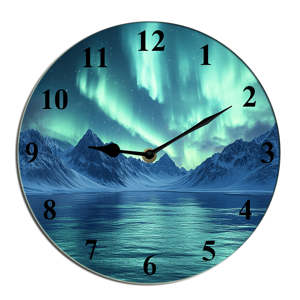 Kurmntregon Northern Lights Wall Clock Aurora Iceland Desk Kitchen ...