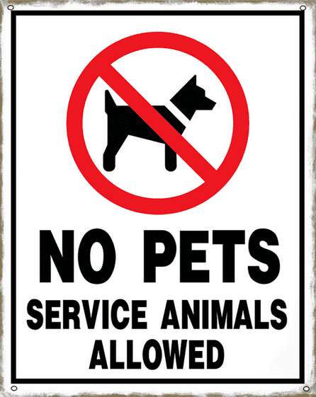 Kurmntregon No Pets Service Animals Allowed Aluminum Sign No Dog ...