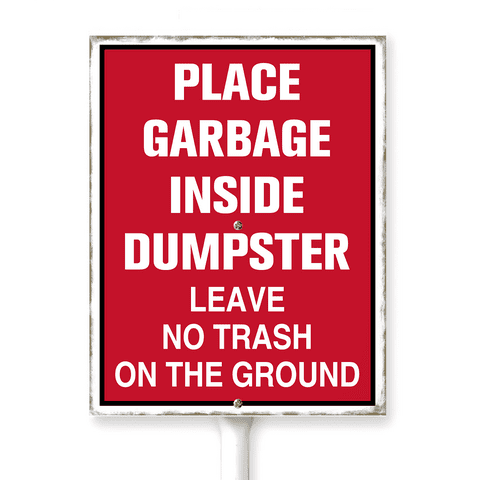 Kurmntregon Place Garbage Inside Dumpster Yard Sign With Stake Leave No ...
