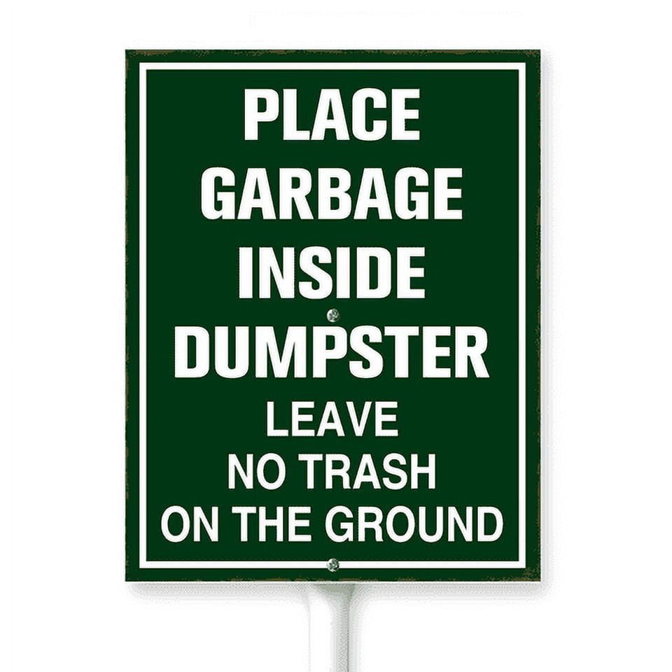 Kurmntregon Place Garbage Inside Dumpster Yard Sign With Stake Leave No ...