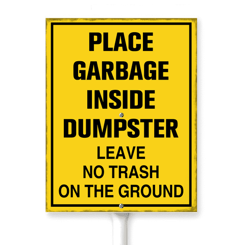 Kurmntregon Place Garbage Inside Dumpster Yard Sign With Stake Leave No ...