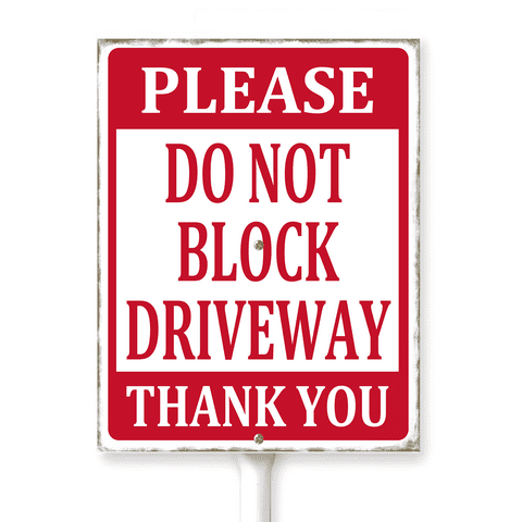 Kurmntregon Please Do Not Block Driveway Yard Sign With Stake No ...