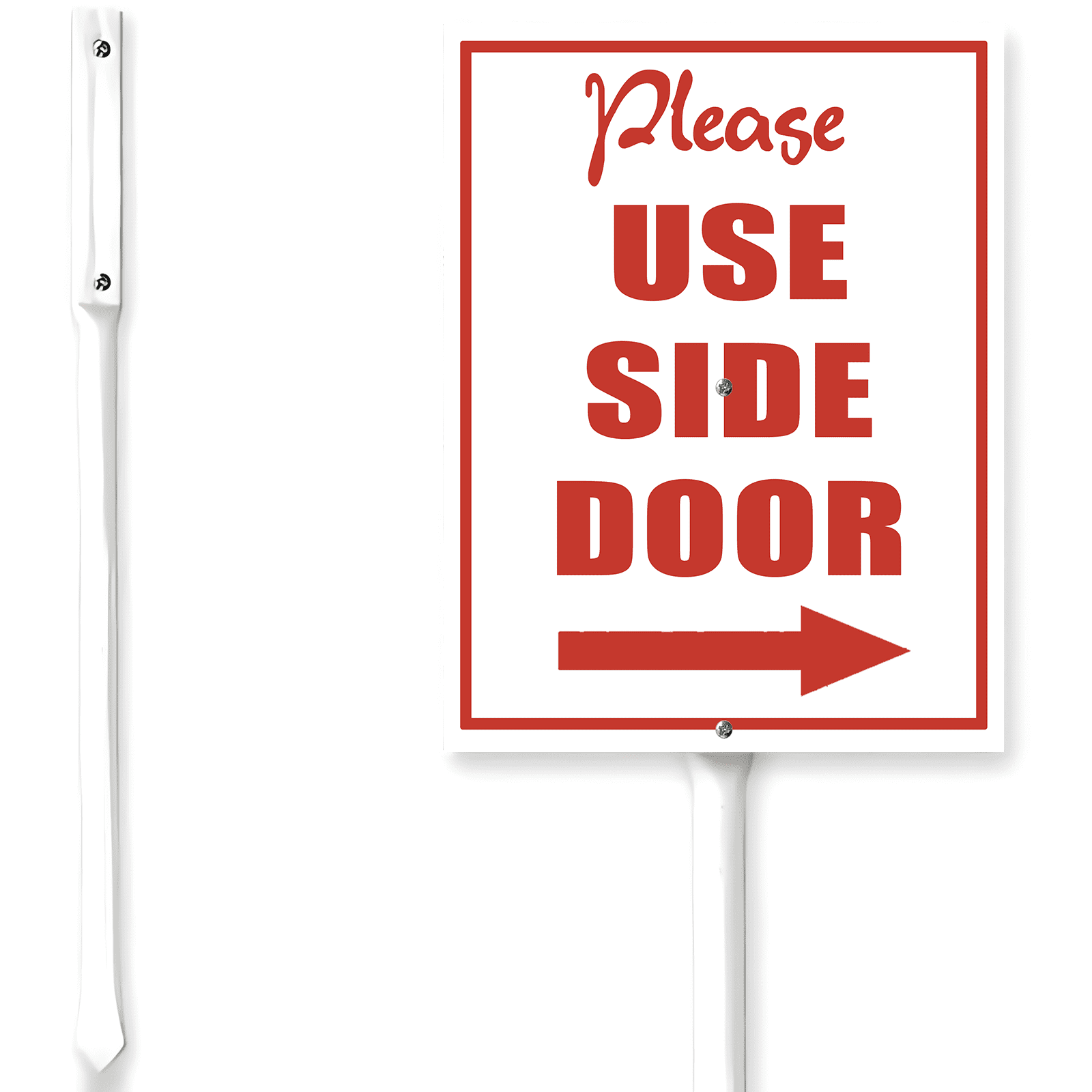 Kurmntregon Please Use The Side Door Sign With Stake Arrow Caution ...