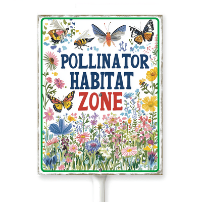 Kurmntregon Pollinator Habitat Zone Garden Sign With Stake Pollinator ...