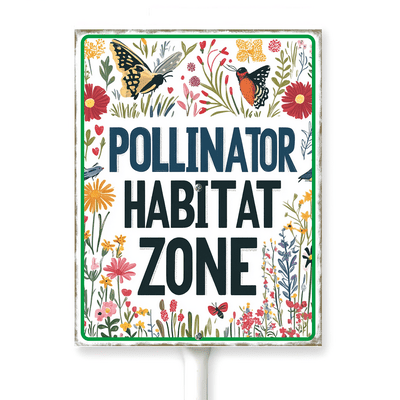 Kurmntregon Pollinator Habitat Zone Garden Sign With Stake Pollinator ...