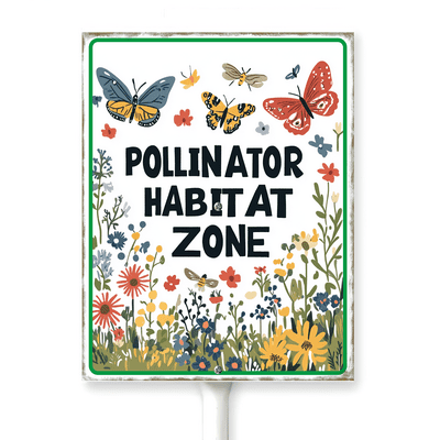 Kurmntregon Pollinator Habitat Zone Garden Sign With Stake Pollinator ...