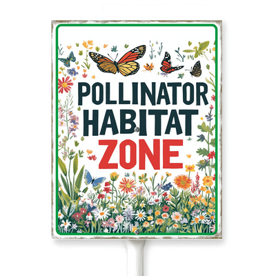 Kurmntregon Pollinator Habitat Zone Garden Sign With Stake Pollinator ...