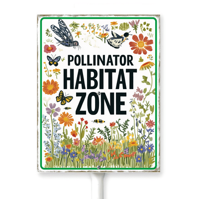 Kurmntregon Pollinator Habitat Zone Garden Sign With Stake Pollinator ...
