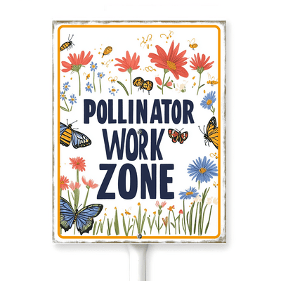 Kurmntregon Pollinator Work Zone Garden Sign With Stake Pollinator ...