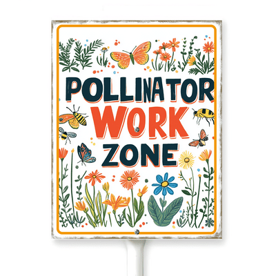 Kurmntregon Pollinator Work Zone Garden Sign With Stake Pollinator ...