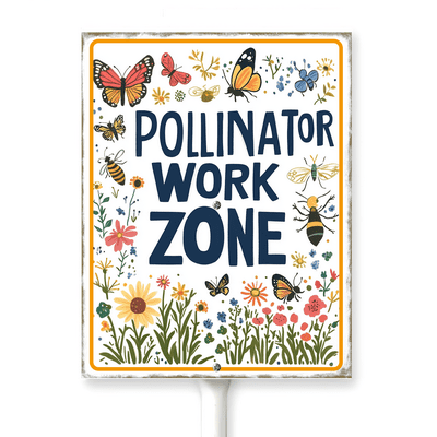 Kurmntregon Pollinator Work Zone Garden Sign With Stake Pollinator ...
