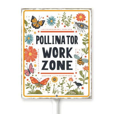 Kurmntregon Pollinator Work Zone Garden Sign With Stake Pollinator ...