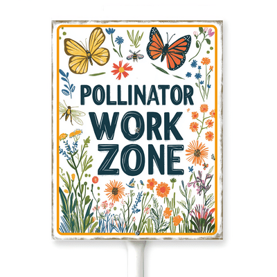 Kurmntregon Pollinator Work Zone Garden Sign With Stake Pollinator ...