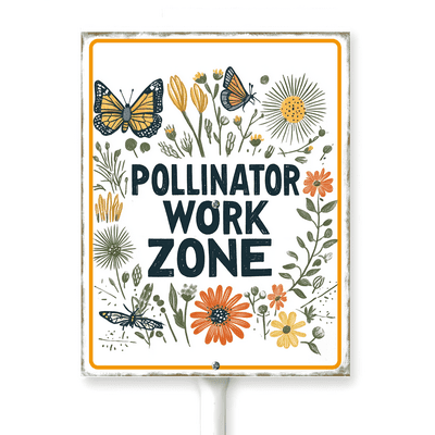 Kurmntregon Pollinator Work Zone Garden Sign With Stake Pollinator ...