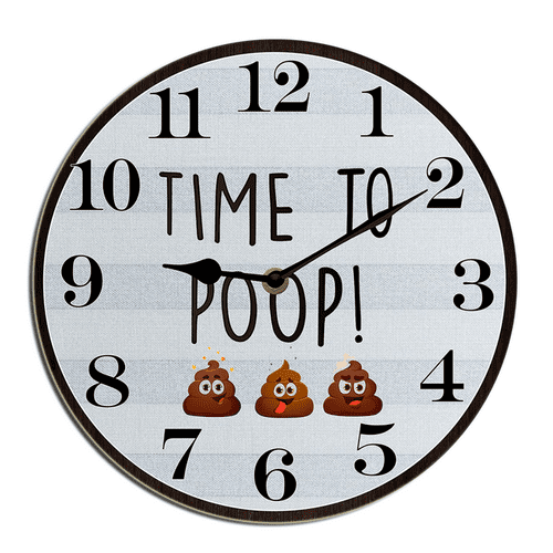 Kurmntregon Poop Wall Clock Time To Poop Wall Clock Bathroom Wooden ...
