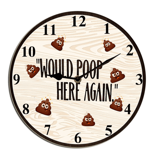 Kurmntregon Poop Wall Clock Wood Poop Here Again Wall Clock Bathroom ...