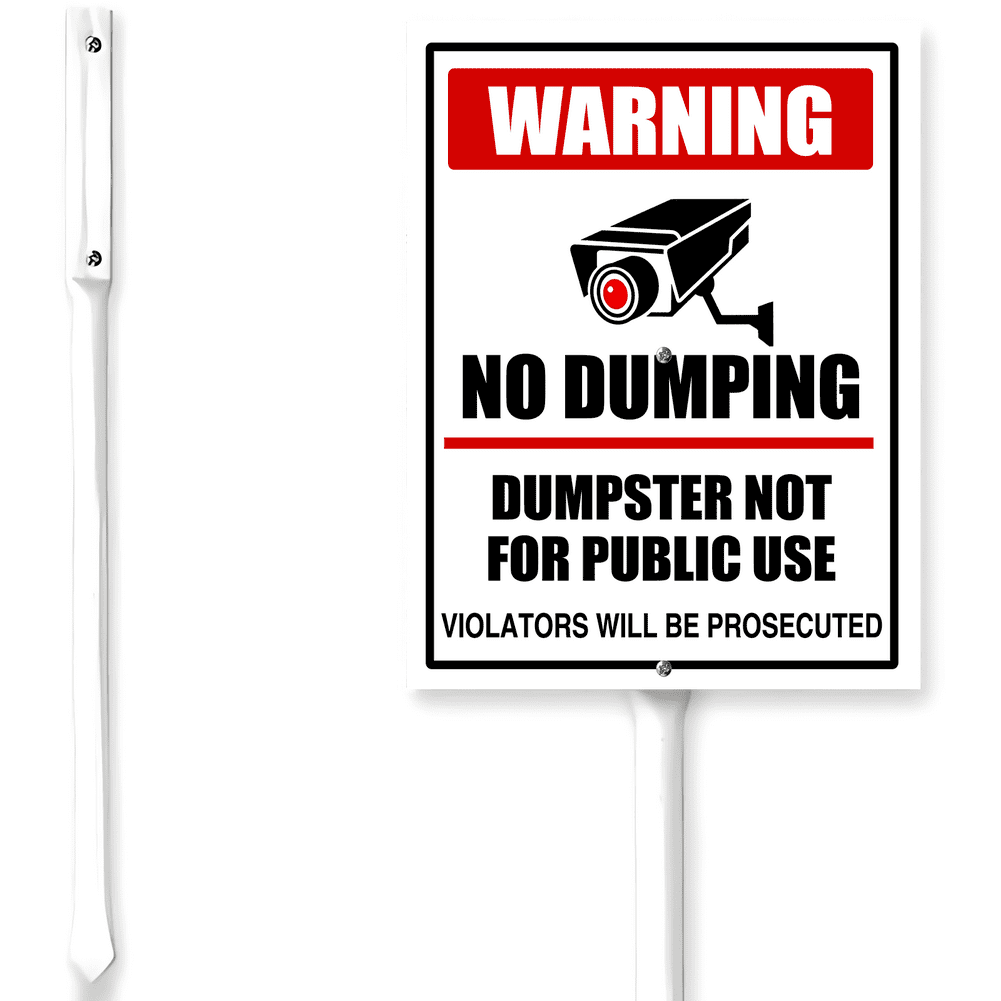 Kurmntregon Private Dumpster Sign With Stake No Dumping Yard Sign 0.4 ...