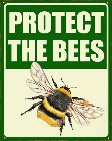Kurmntregon Protect The Bees Aluminium Sign Pollinator Friendly Garden ...