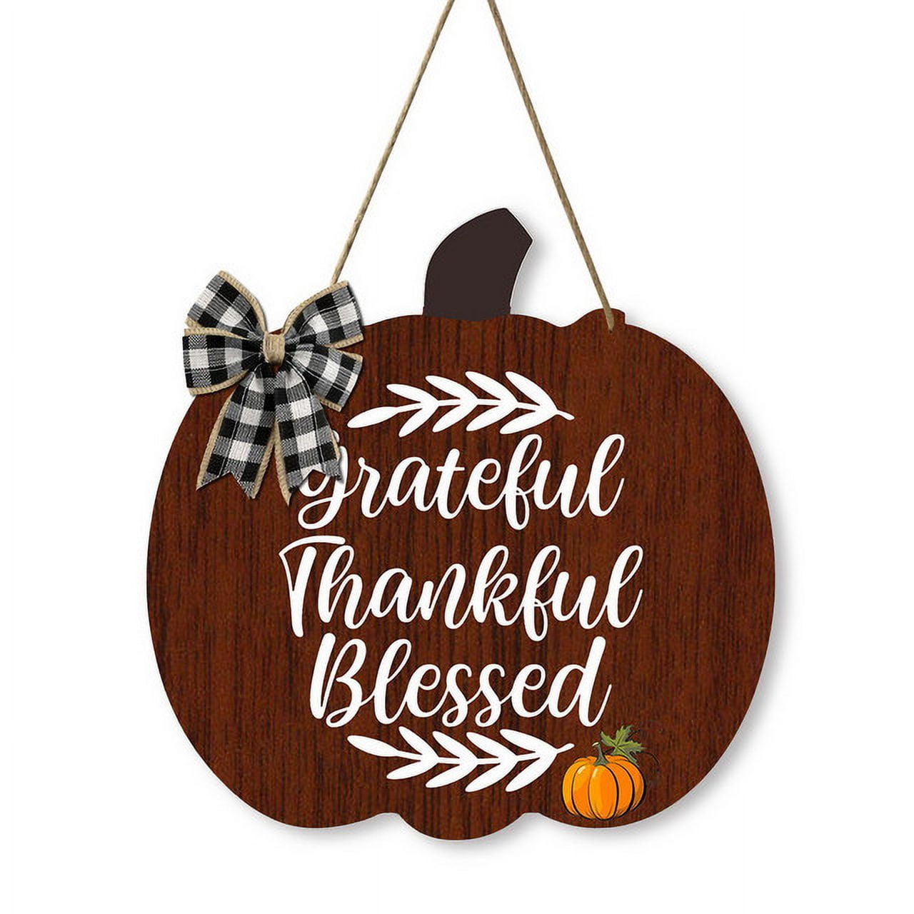 Kurmntregon Pumpkin Sign Thankful Grateful Blessed Wall Decor 12inch ...