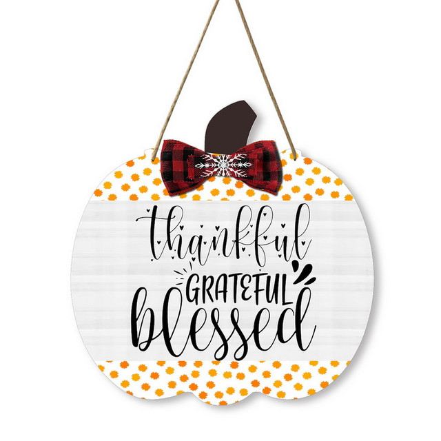 Kurmntregon Pumpkin Sign Thankful Grateful Blessed Wall Decor 12inch ...