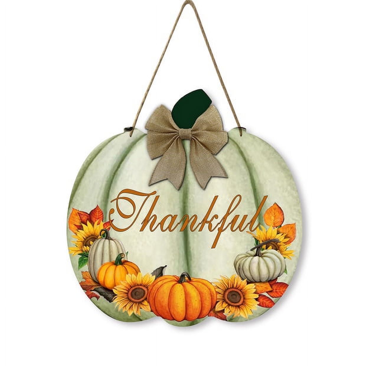 Kurmntregon Pumpkin Thankful Door Sign Wooden Decor Thanksgiving ...