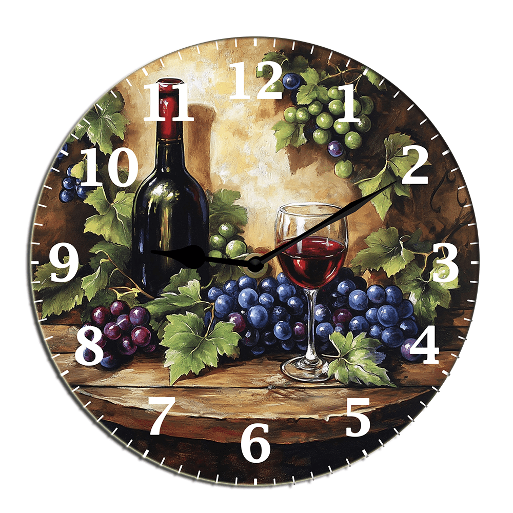 Kurmntregon Red Wine Grapes Wall Clock Winery Farm Wooden Painted ...