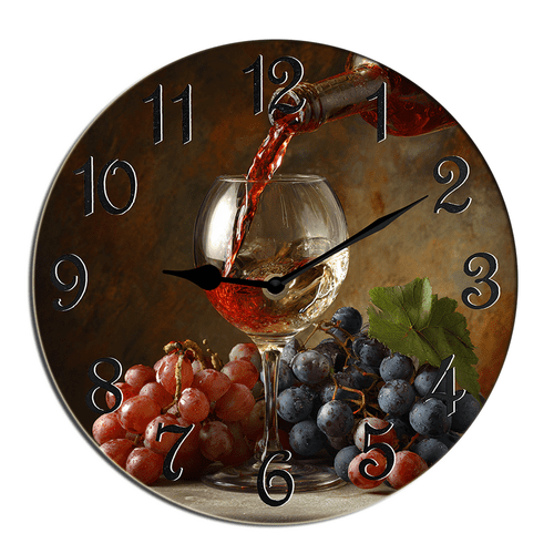 Kurmntregon Red Wine Pouring Into a Glass Wall Clock Grapes Winery ...