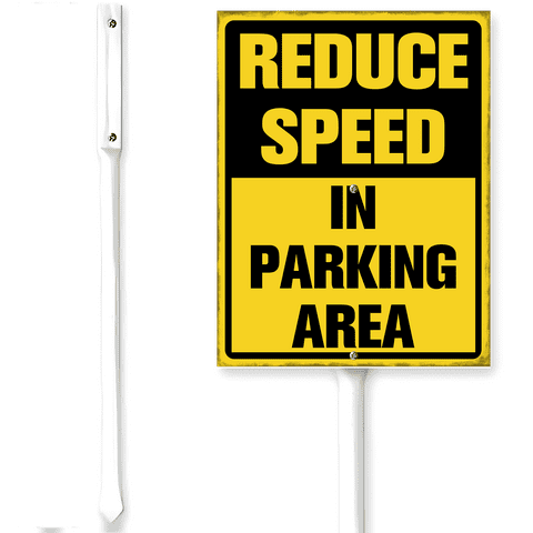 Kurmntregon Reduce Speed In Parking Area Sign With Stake Slow Down ...
