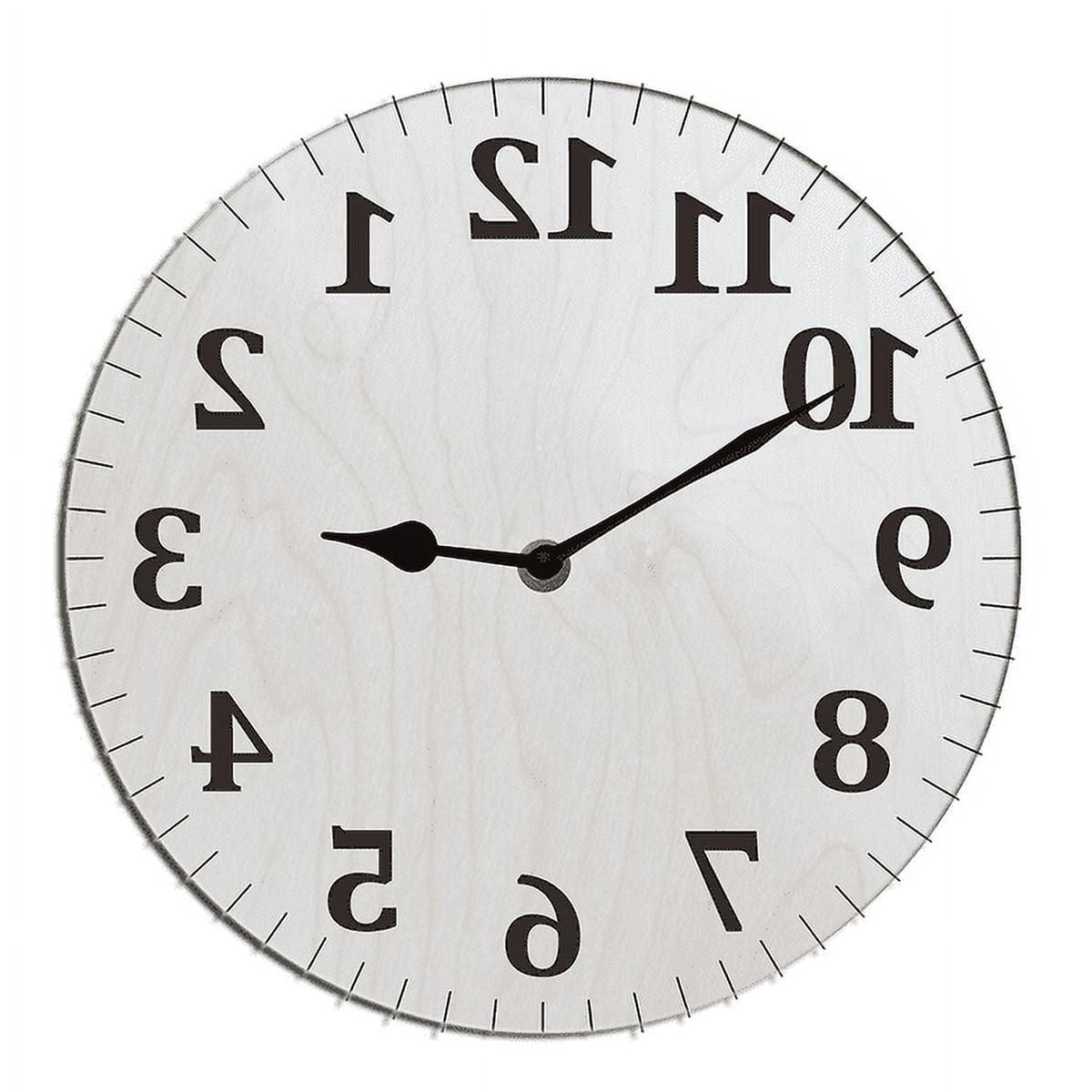 Kurmntregon Reverse Wall Clock Run Backwards Non Ticking Silent Kitchen ...