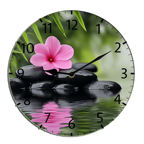 Kurmntregon Rocks And Bamboo Wall Clock Zen Garden Theme Wooden Clock ...