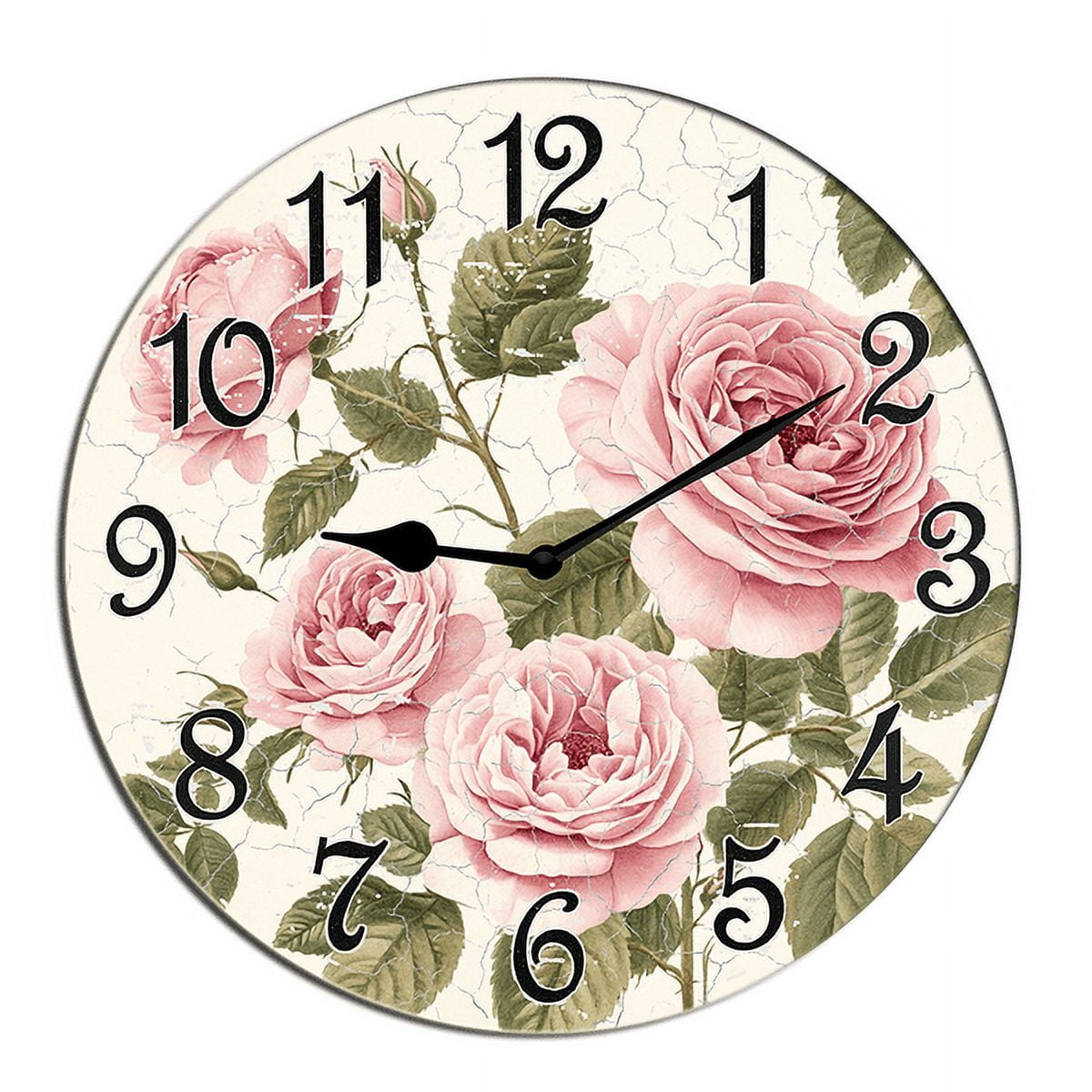 Kurmntregon Rose Wall Clock Spring Floral Desk Kitchen Decor Decorative ...