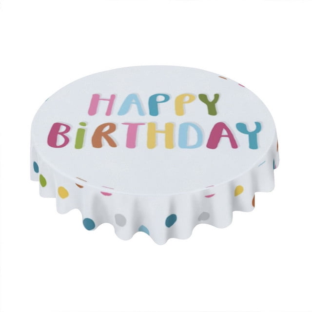 Kurmntregon Round Table Cloth For Birthday 60inch Colorful Birthday ...