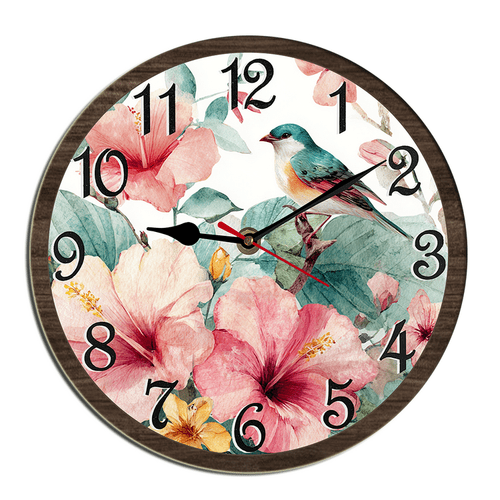 Kurmntregon Rustic Floral Botanical Bird Wall Clock Spring Birds Animal ...