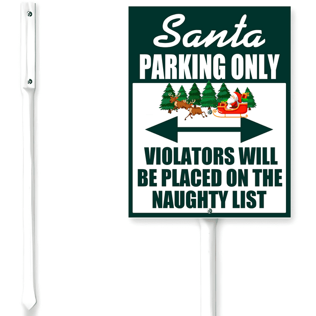 Kurmntregon Santa Parking Only Sign For Yard 7x8.8inch Halloween ...