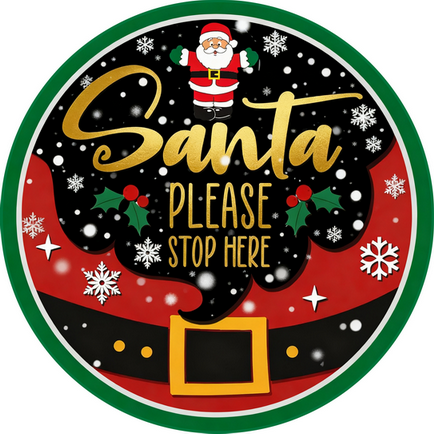 Kurmntregon Santa Stop Here Sign Christmas Metal Sign Xmas Winter ...